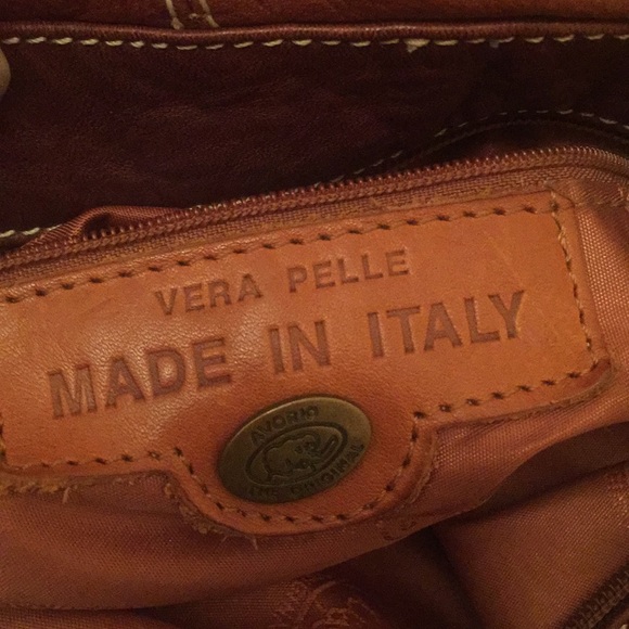 Vera Pelle | Bags | Vera Pelle Avorio Made In Italy Brown Leather Bag ...